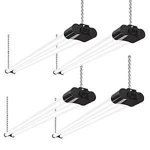 Linkable LED Shop Light, 4 FT Integrated Fixure for Garage, Daylight 5000K, 4000LM, Surface & Suspension Mount, ETL Listed, 4 Pack