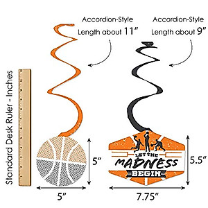 Big Dot of Happiness Basketball - Let The Madness Begin - College Basketball Party Hanging Decor - Party Decoration Swirls - Set of 40