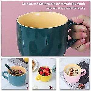 TeenFighter Porcelain Large Oatmeal Mug - 23 Ounces(680mL) Wide Coffee Mug, Breakfast Cup and Soup Bowl, Microwave and Dishwasher Safe, Ceramic Mug for Milk, Tea, Fruit, Ice Cream…