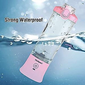 Modquen Portable Blender, 20 oz Personal Size Blender for Shakes and Smoothies, 240 Watt BPA-Free Mini Blender Cup, USB Rechargeable Cordless Blenders (Pink)