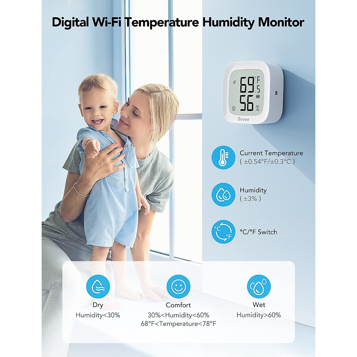 Govee WiFi Hygrometer Thermometer H5179 Bundle with Govee WiFi Digital Hygrometer Thermometer H5103 for Indoor Home Bedroom