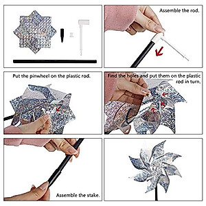 Hausse 2 Pack Fake Horned Owl | 10 Pack Reflective Pinwheels with Stakes