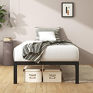 ZINUS Mia Metal Platform Bed Frame, Wood Slat Support, No Box Spring Needed, Easy Assembly, Black, 75" x 30" (Narrow Twin)
