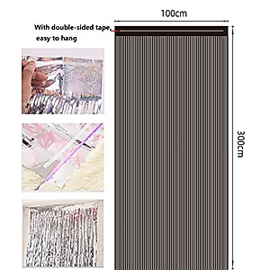 Foil Fringe Backdrop, 3 Pack 3.3 ft x 8.2 ft Photo Booth Backdrop Curtain for Parties - Tinsel Curtain Fringe Backdrop Party Decorations for Birthday, Wedding or Bachelorette Party (Laser Blue)