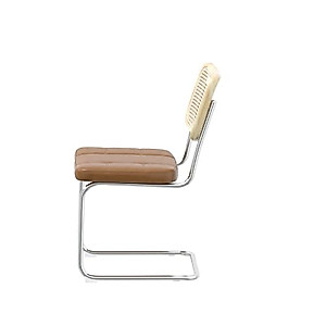 Edloe Finch Leather Dining Chair with High-Density Sponge, Rattan Chair for Dining Room, Living Room, Bedroom (Brown (New)