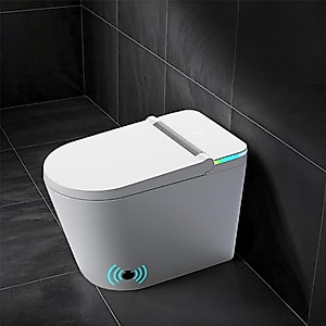 Upgraded One Piece Smart Bidet Toilet, Electric Tankless Toilet with In-builet Aromatherapy/Heated Seat/Foot Sensor/Various Washing Settings/Temperature Sensing/Automatic Powerful Flush/Auto Shut-off