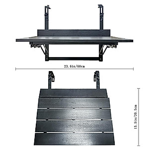 Generic Annurssy Foldable Balcony Railing Table, Rail Hanging Bar Table, Garden Baluster Patio Table(Black), Large