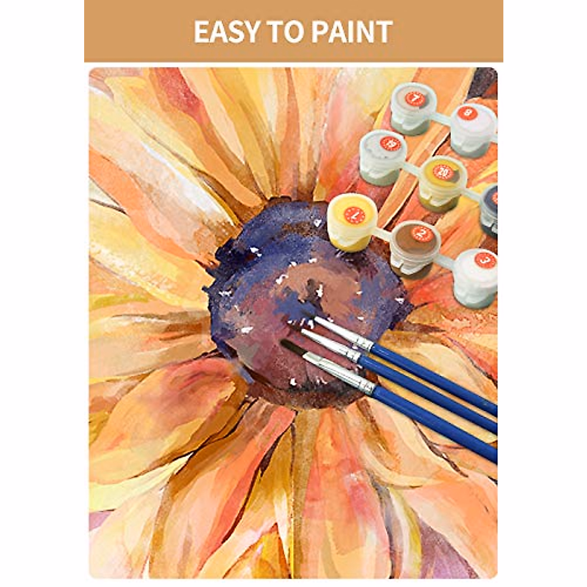 Slody Paint by Number for Adults DIY Flowers Oil Numbers Painting on Canvas Sunflower Acrylic Drawing Paintwork Art Crafts Without Frame,16x20 Inch