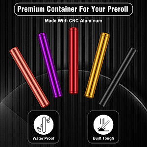 Amylove 5 Pieces Cute Small Metal Aluminum Waterproof Metal Case for Purse Pocket Travel, 4.5 Inches(Purple, Gold, Pink, Red, Black)