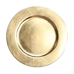 USA Party Flower 13 Inch Elegant Hand Brushed Finish Plastic Charger Plate Set of 12 (Gold)