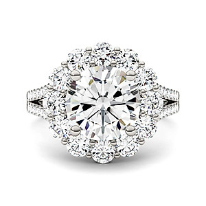 Charles & Colvard 14K White Gold Moissanite 9mm Round Engagement Ring-size 7.5 4.22cttw DEW