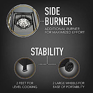 Kenmore PG-A40406S0L-1 BBQ Grill | 4-Burner Outdoor Barbecue Liquid Propane BBQ Gas Grill with Side Burner and Side Tables, 53000 BTU, Open Cart, Black