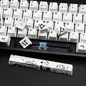 MOLGRIA Keycaps 71 Set Ink Panda for 71 64 61 Keys Keyboard, Custom PBT OEM Profile Key Caps with Keycap Puller for Cherry MX Gateron Khail Switches 60 Percent Gaming Keyboard