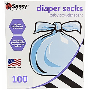Sassy Disposable Scented Diaper Sacks - 100 Count - 25 Sacks per Roll, Blue (40012)