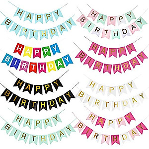 Heidaman Classic Bronzing Fish Tail Happy Birthday Banner Multiple Colour Party Decorations Birthday Decor For Adult Boy Girl-Blue White