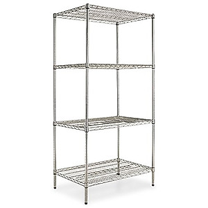 Alera SW503624SR Industrial Heavy Duty Wire Shelving Starter Kit, 4-Shelf, 36w X 24d X 72h,Silver