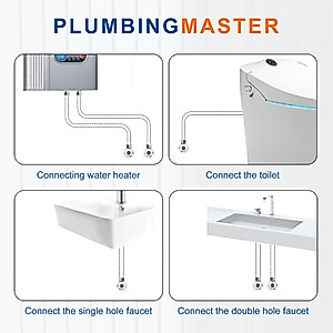 PLUMBINGMASTER 36'' Faucet Hose Connector, 3/8" Comp x 1/2" FIP Braided Stainless Steel Faucet Water Supply Lines for Bathroom Kitchen Sink Faucet 2Pcs