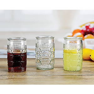 Circleware Wicker Entertainment Set, Beverage Dispenser With Hermetic Locking Lid And 4 Glasses, Glassware Pitcher for Water, Juice, Beer Wine Liquor, Kombucha & Cold Drinks, 128 oz & 4x16 oz