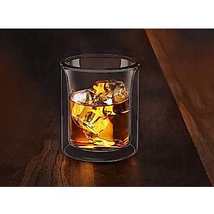 Sun's Tea (Set of 4) Strong Double Wall Glasses - 16oz Highball Beer Glasses and 9oz Old Fashioned Whiskey Glasses (Borosilicate Glass, Not Plastic)
