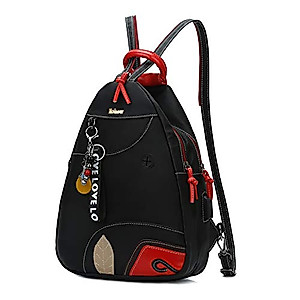 Eshow Small Backpack Purse for Women Nylon Backpack Purse - 2 Way Convertible Casual School Backpacks Hobo Handbag