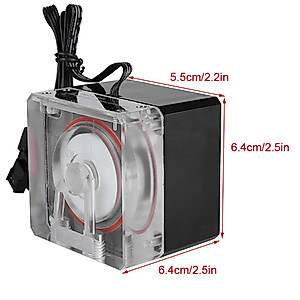 Mute Water Pump,PC Water Cooling Integrated Water Pump Support PWM Intelligent Control Speed,Universal G1/4 Threaded Pipe Connection,D Port + 4 Pin Interface