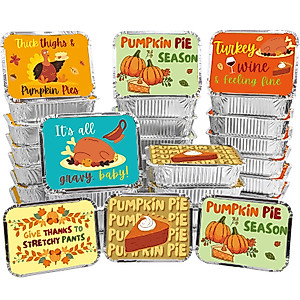 WorldBazaar Funny Thanksgiving Leftover Containers with Lids 36PCS Thanksgiving Tin Foil Food Containers Disposable Turkey Aluminum To Go Containers Thanksgiving Party Supplies