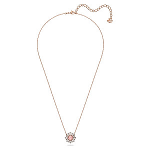 SWAROVSKI Sunshine Pendant Necklace with Pink and Clear Crystal Sun Motif on a Rose-Gold Tone Finish Setting and Simple Chain, Part of the Sunshine Collection