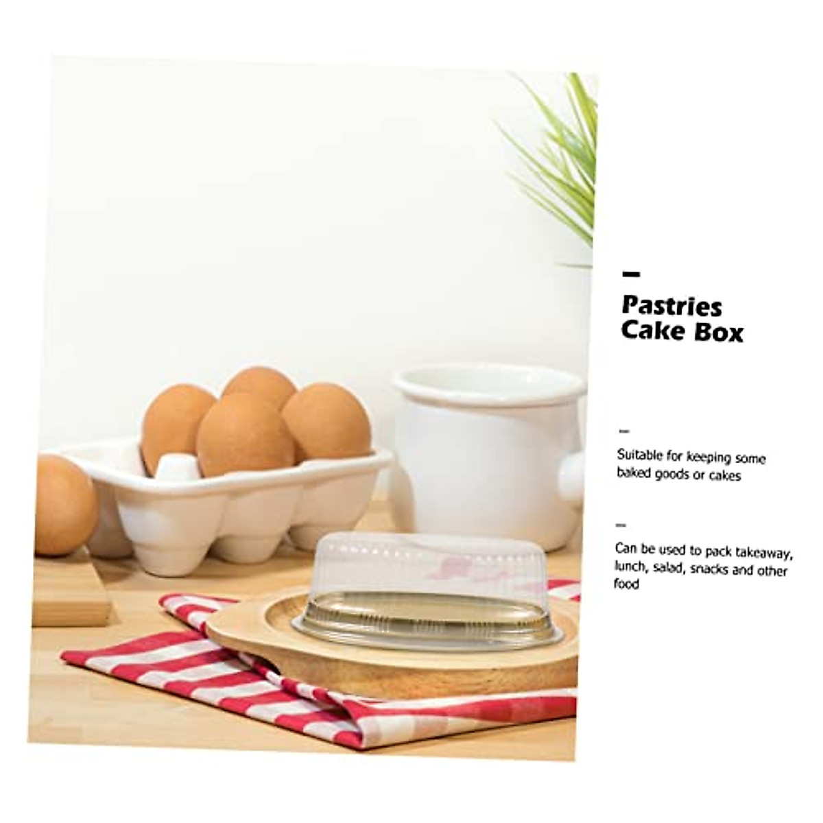 LALAFINA 10pcs Packing Cake Box Fruit Trays Disposable Serving Tray Clear Plastic Containers Clear Cake Container Mini Cupcake Boxes Cake Display Storage Box Pies Cake Box Portable Cake Box