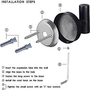 Towel Hooks Bathroom Coat Hook Robe Hook Stainless Steel Heavy Duty Door Hanger Towel Robe Clothes Cabinet Closet Sponges Wall Hook for Bathroom Bedroom Kitchen Hotel Pool 4 Packs Matte Black