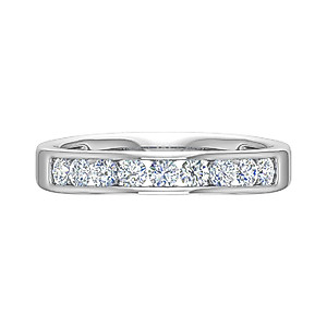 FINEROCK 1/2 Carat Channel Set Diamond Wedding Band Ring in 14K White Gold (Ring Size 5.25)