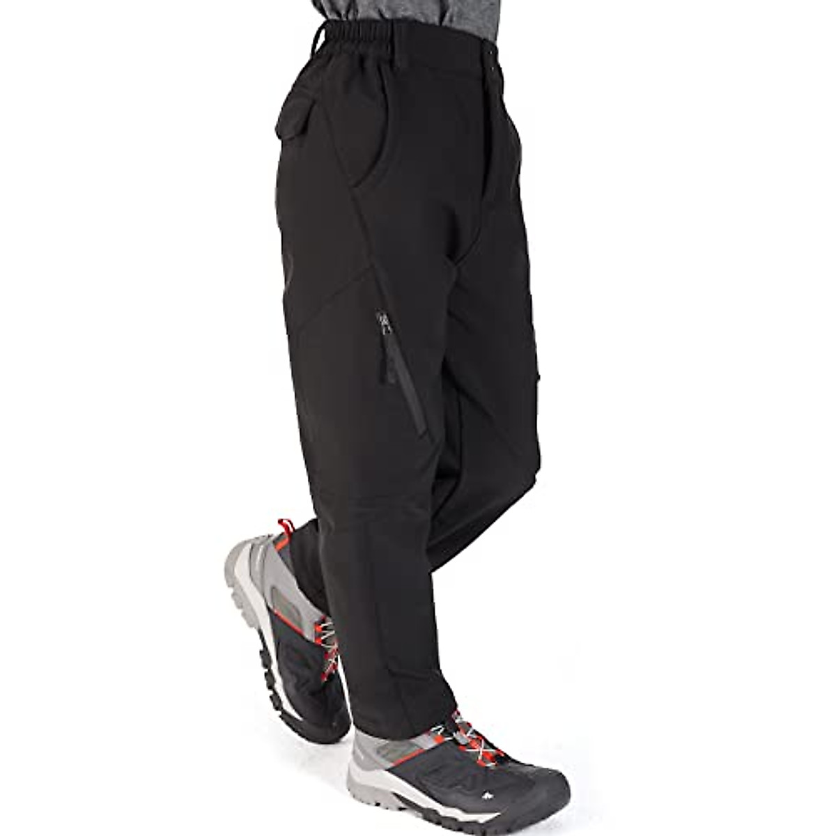 linlon Kids Boys Girls Youth Waterproof Hiking Ski Snow Pants Elastic Waist Warm Insulated Pants,9037-Black-2XL(9-10 Years)