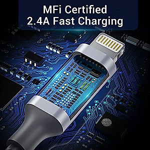 iPhone 13 14 Charger Cord - 3 Pack 3/6/10 ft MFi Certified Lightning Cable Nylon Braided Fast Charging Syncing Cord Compatible with iPhone 14 13 12 Pro Max 11 X Xs XR 8 7 6 Plus Mini iPad Airpods Gray