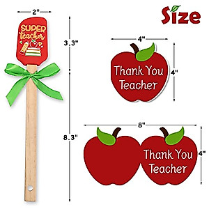 Teacher Appreciation Gift Silicone Spatulas with Apple Thank You Teacher Card Kitchen Cooking Supplies Set of 3 Thanksgiving Christmas End of Year Gifts Teacher Retirement Gifts Teacher Gifts Ideas