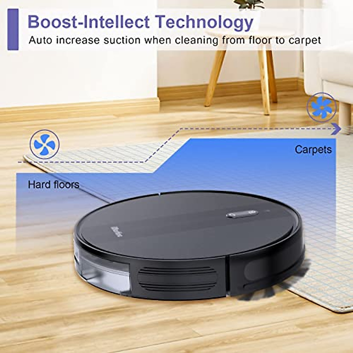iMartine Robot Vacuum and Mop Cleaner with Boundary Strips, 2200Pa Strong Suction, Quiet, Slim, Self-Charging Robotic Vacuums, Ideal for Pet Hair, Hard Floors, Medium Pile Carpets, Works with Alexa