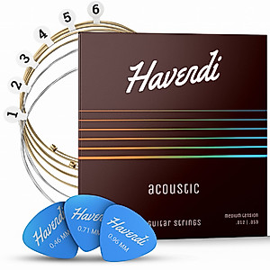 HAVENDI® Guitar Strings I Acoustic guitar strings with Phosphor Bronze Coating I Brilliant Sound Quality I Includes 3 Picks…