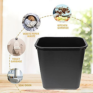 VILLCASE Office Decor Decor Container Bin, Household Small Trash Can, Waste Can Disposal Container for Home, Kitchen, Office (11.79X11.40X8.45inch, Black) Office Table Garbage Car Decor
