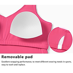 Dragon Fit Women's Tank Top Padded Sports Bra Running Workout Yoga Crop Top Bright Pink