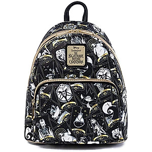 Loungefly Disney Nightmare Before Christmas Tarot Card AOP Womens Double Strap Shoulder Bag Purse