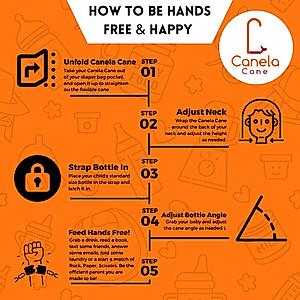 Canela Cane 2.0 Bottle Holder for Baby Self Feeding Newborn to Infant - Elevate Every Feeding Moment with Hands Free Baby Feeding Ease and Comfort - Baby Must Have Adjustable Lightweight Silicone