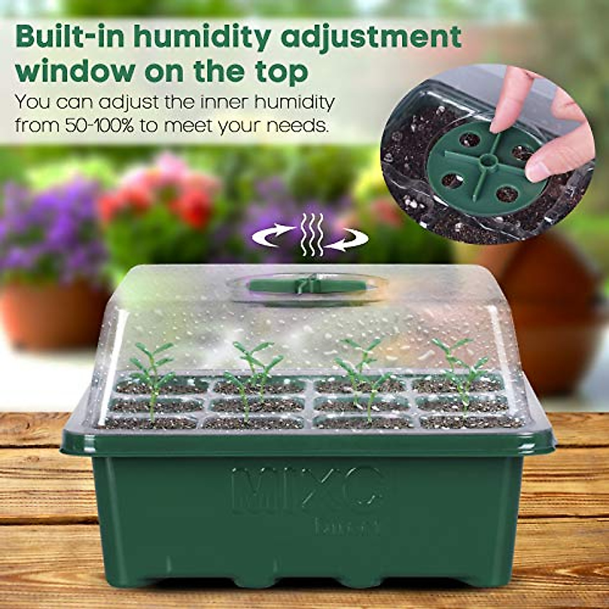 MIXC 10 Packs Seed Starter Tray Seed Starter Kit with Humidity Dome (120 Cells Total Tray) Seed Starting Trays Plant Starter Kit and Base Mini Greenhouse Germination Kit for Seeds Growing Starting