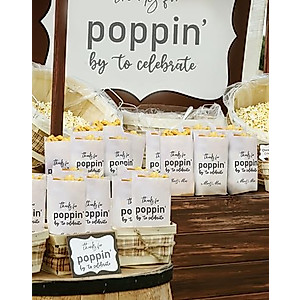 48Pcs Thanks for Poppin' By to Celebrate Popcorn Bags Engagement Wedding Party Favors Popcorn Bags Engaged Wedding Bridal Shower Goody Snack Treat Bags Grease Resistant