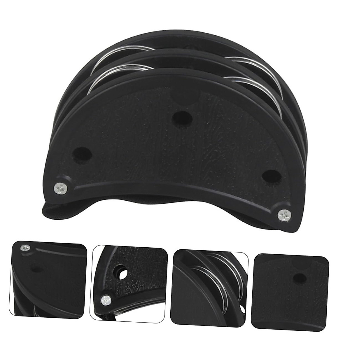 MILISTEN Foot Tambourine with Steel Jingles Cajon Box Drum Companion Accessory Foot Shaker Teaching Toys for Hand Percussion Instruments Black