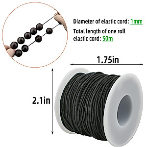 2 Rolls 1 mm Elastic Beading Cord for Bracelet Stretchy Elastic String for Jewelry Making Sewing Necklace 100 Meters Elastic Bracelets Cord Crafts Beading Thread DIY Crafting Cord (Black + White)