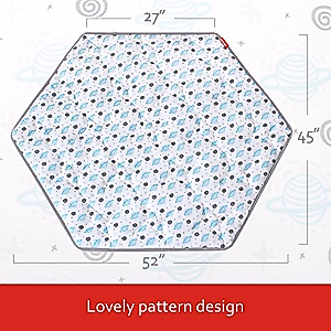 Hexagon Playpen Mattress, Baby 6 Panel Playmat Fit Hiccapop 53" PlayPod, Regalo Play Yard, Graco Traveler Playard, White, Lovely Planet Hexagon Mat