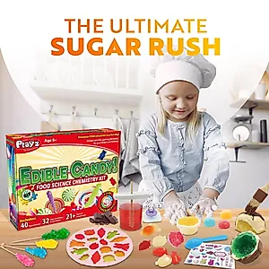 Playz Edible Candy Making Science Kit for Kids Ages 8-12 Years Old - Food Science Chemistry Kid Science Kit with 40 Experiments to Make Your Own Chocolates, Educational Science Kits for Boy & Girls