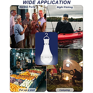 Mudder 12 Pcs 15W Rechargeable Emergency LED Bulb Battery Backup Emergency Light 1200mAh Battery Operated Light Bulb for Power Outage Home Outdoor Activity Camping Hurricane, 7000K Daylight, E27 Base