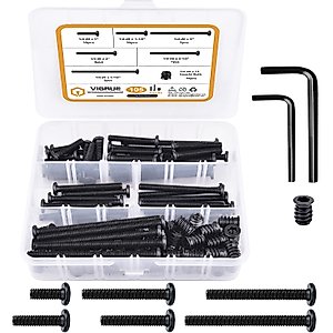 VIGRUE 80PCS Baby Bed Crib Metric Screws M6 x 15mm/ 20mm/ 25mm/ 30mm/ 35mm/ 40mm/ 50mm/ 70mm Black Hex Socket Cap Bolts Barrel Nuts Assortment Kit for Crib Baby Bed Furniture Hardware Cots and Chairs