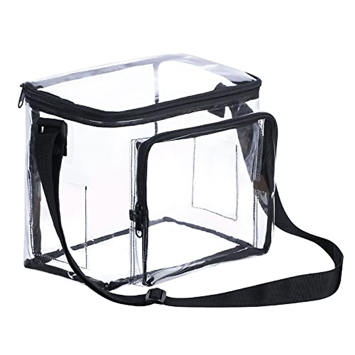 BORMELUN 2Pack Clear Lunch Bag for Work Correctional Officers - Plastic Transparent Lunch Tote Stadium Bags See Through Womem and Men,10.6x8.6x6 inch