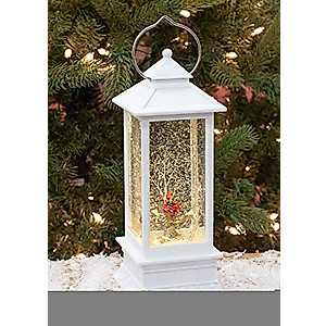 Christmas by Roman Inc, Acrylic Collection, White Lighted with Red Cardinal Lantern, 11" H Holiday Home Decor
