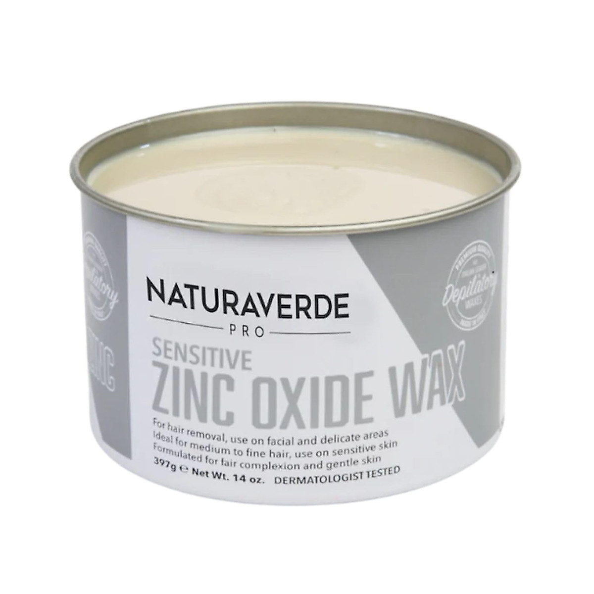 NaturaverdePro Zinc Oxide Soft Wax for Sensitive Skin, Body and Facial Hair Removal, Wax Hair Remover for Women, Sensitive Skin - 14oz